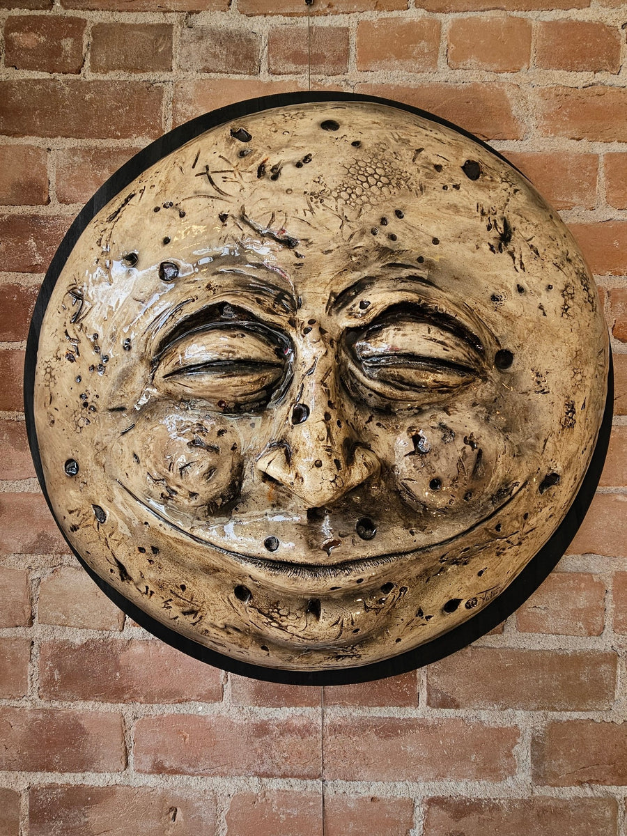 Handmade Ceramic Moon Face Wall Art - Lunar Décor – Ian Russell Gallery